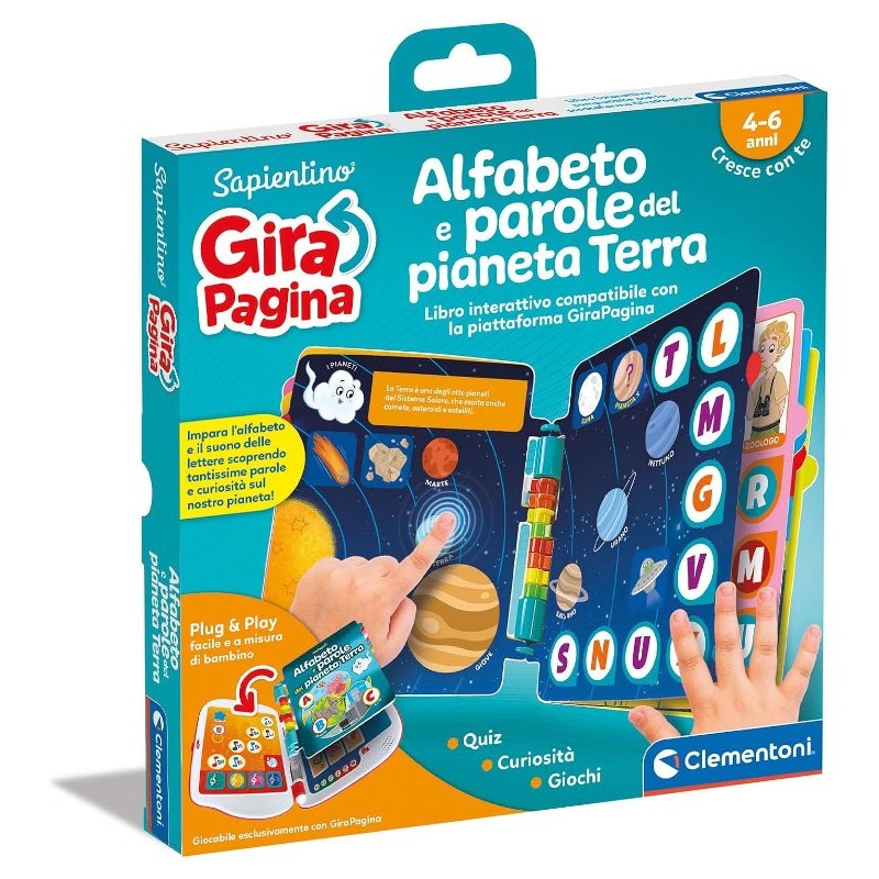 Girapagina Libro Alfabeto Pianeta Terra di Clem-10 Edu Elettronici